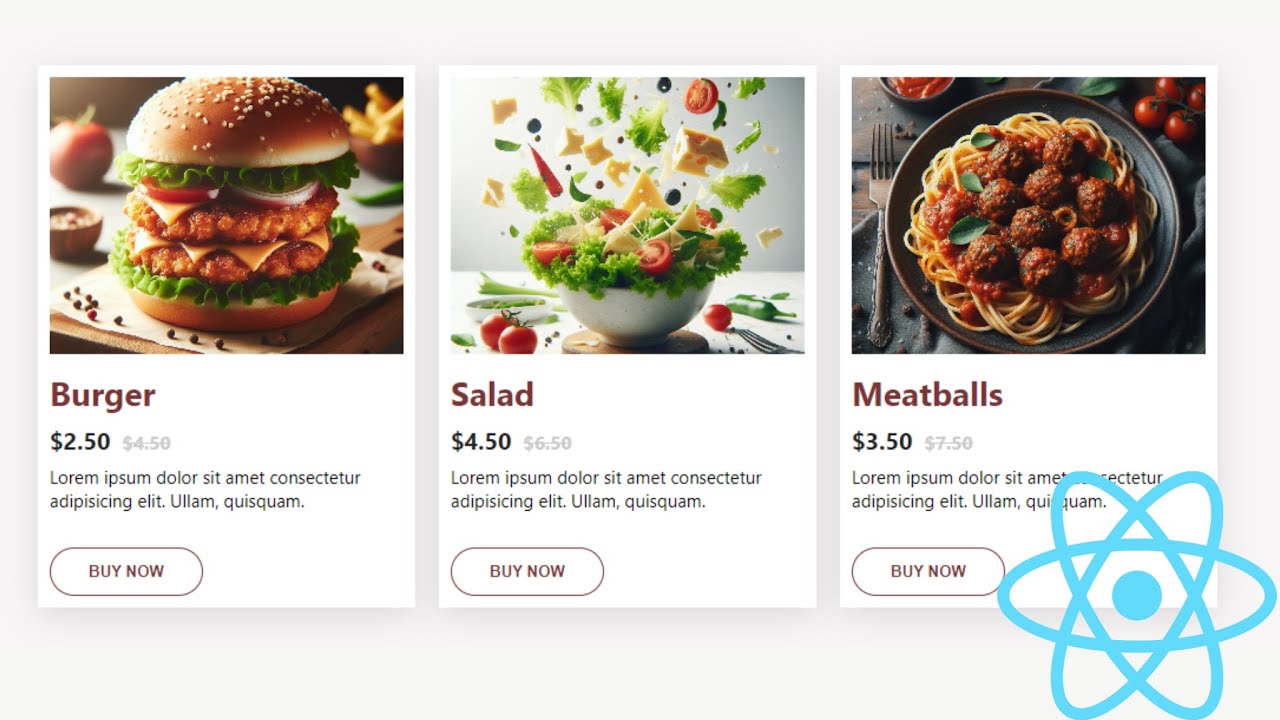 React Product Cards with Props | UI Card Design using React JS