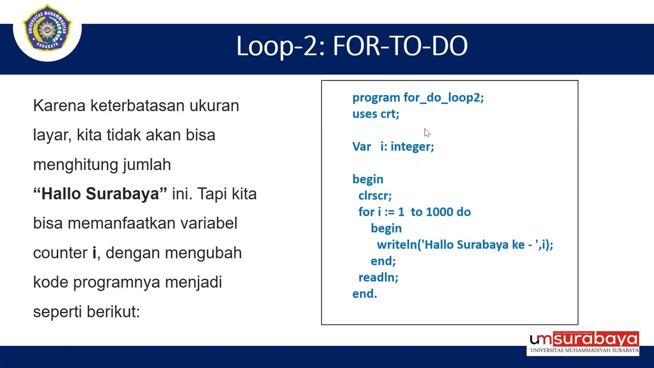 MUDAH PASCAL FOR-DO (FOR-TO-DO & FOR-DWONTO-DO) WITH VS CODE