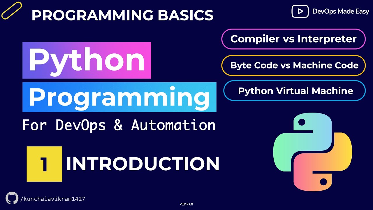 01 - Introduction to Python Programming | Compiler vs Interpreter, Bytecodes, Python Virtual Machine