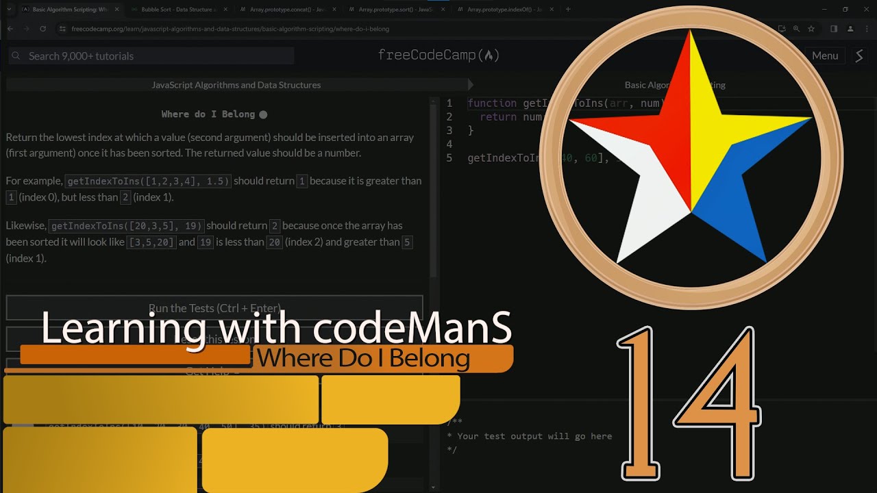 JavaScript Basic Algorithm Scripting: Where Do I Belong | FreeCodeCamp