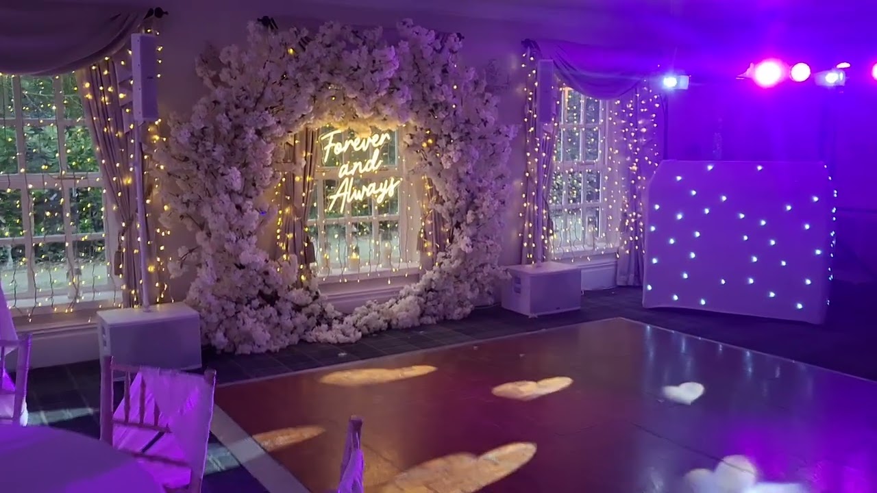 DJ Andy B white wedding set up at Singleton Lodge 