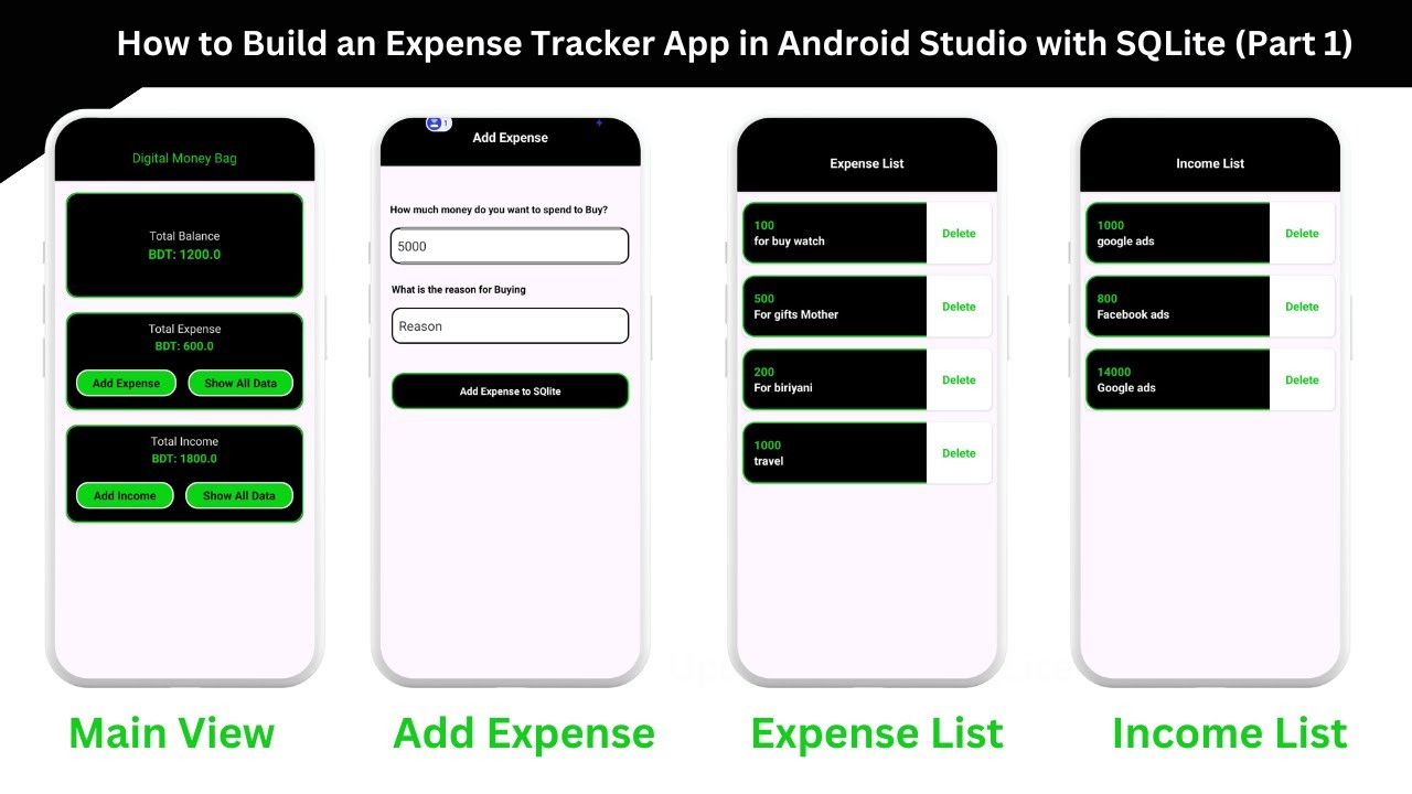 How to Build an Expense Tracker App in Android Studio with SQLite ( Part1 )