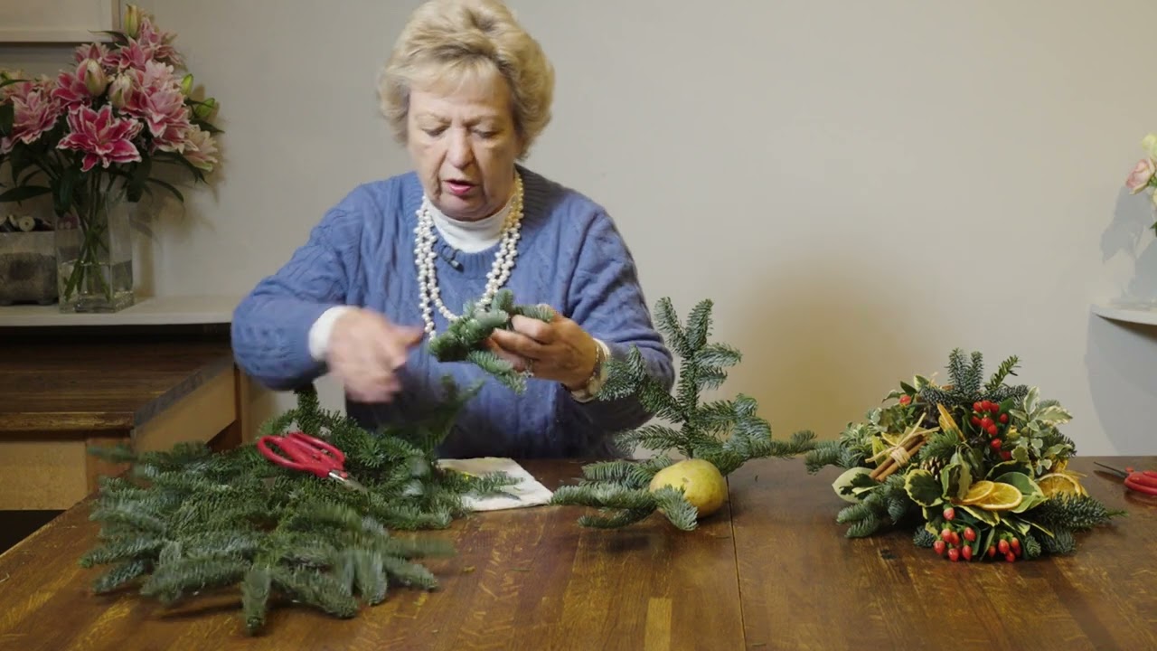 Using a potato as the base for a festive wreath