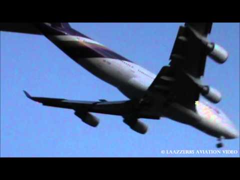 Boeing 747-400 Thai Airways / Landing @ Rome Fiumicino Airport (FCO/LIRF) RWY 34L