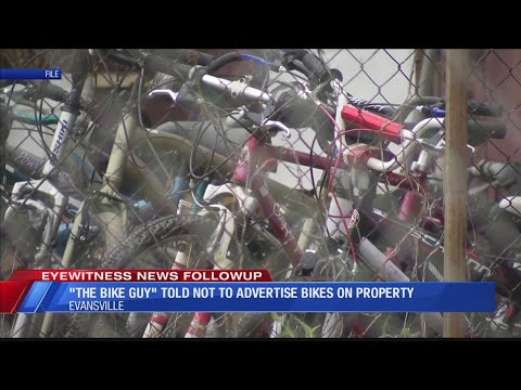 Evansville's "Bike Guy" told not to advertise bikes on property