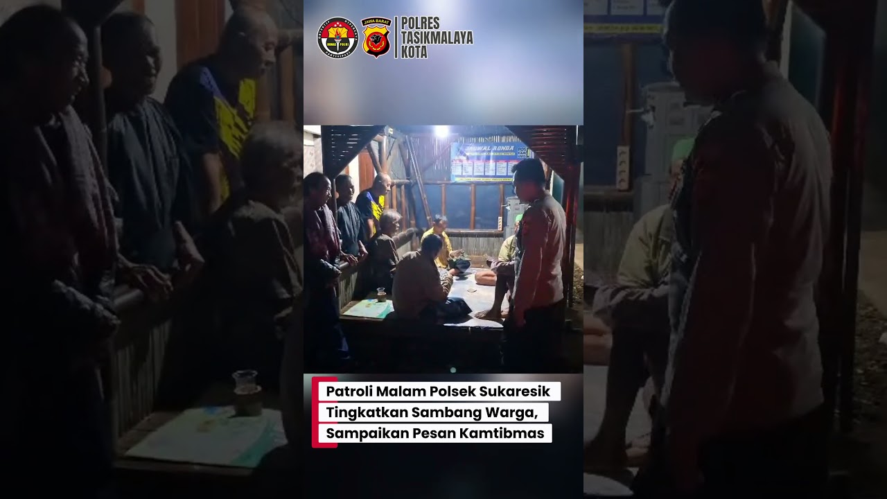 Patroli Malam Polsek Sukaresik Tingkatkan Sambang Warga, Sampaikan Pesan Kamtibmas