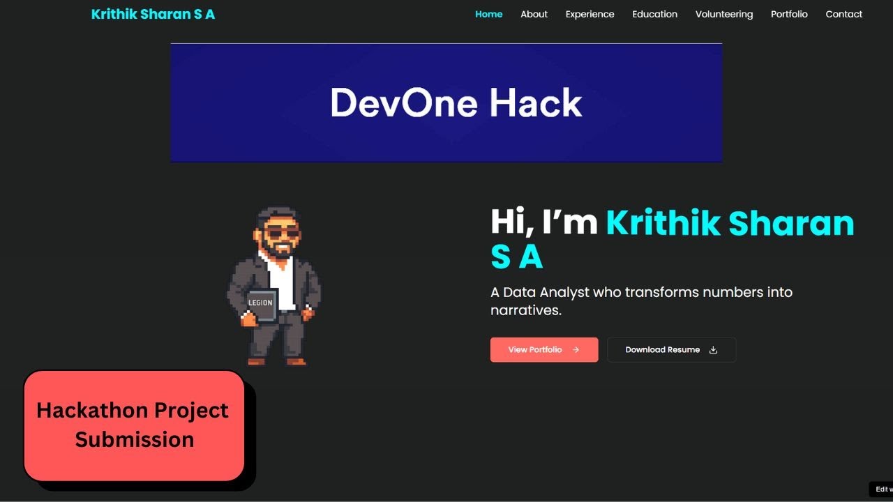 Personal Portfolio Website | DevOne Hack Submission