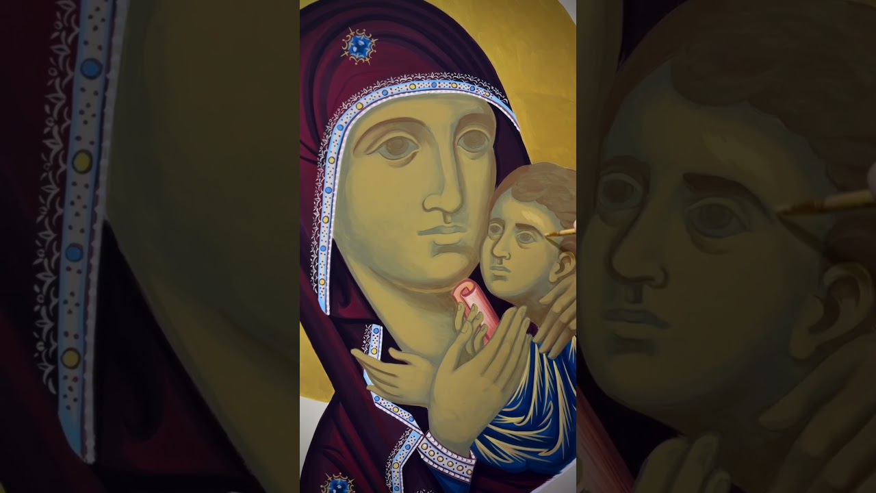 The process of painting a meter-long icon of the Mother of God.#art #ікони #painting #icon