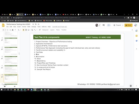 PerformanceTesting-Oct19-Test Plan document &its components,Intro to JMeter,other open source tools