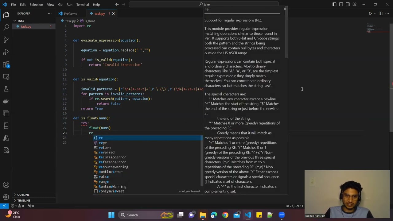 Create an algebra calculator with python
