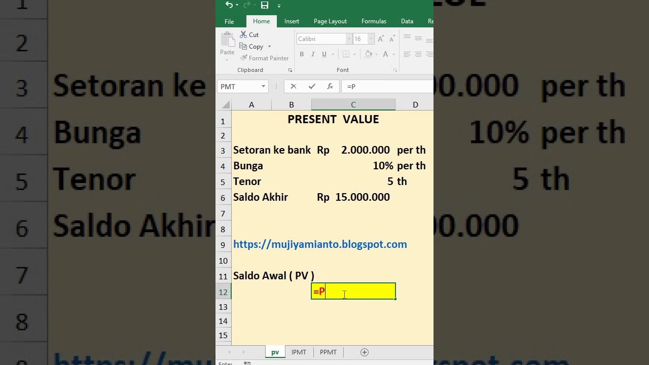 FORMULA EXCEL: PV (PRESENT VALUE)   #excel #pv #presentvalue