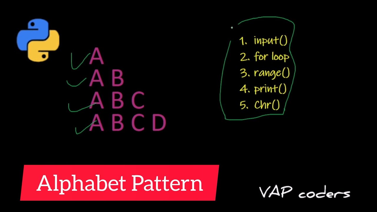 Alphabet Pattern in Python | Print A B C D Triangle | Python Pattern Program for Beginners