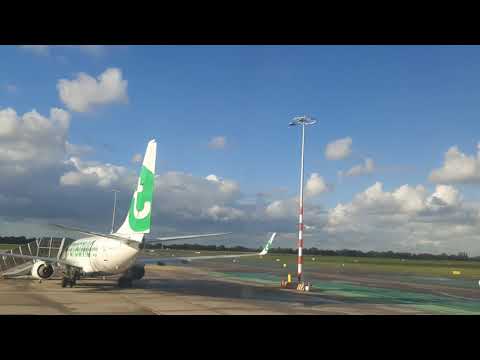 Take Off and Landing at Rotterdam The Hague Airport in The Netherlands