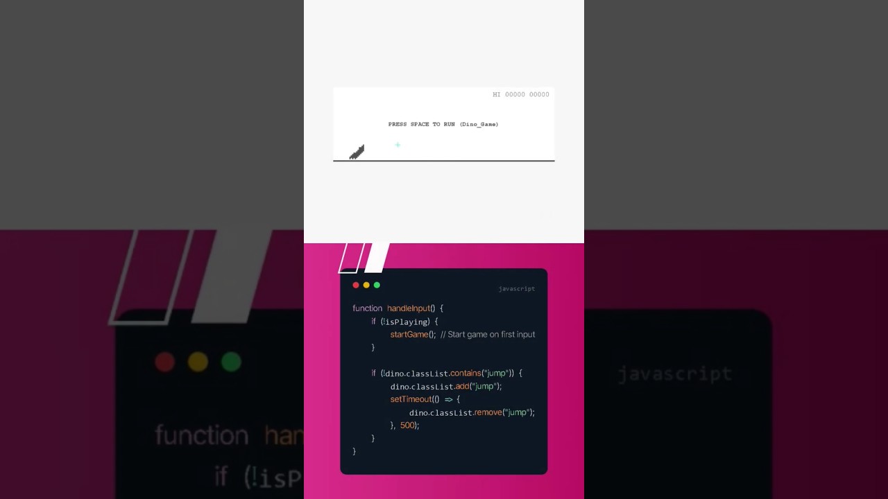 I Built the Google Dino Game with Pure CSS & JS 🦖 #htmlcssjavascript #coding
