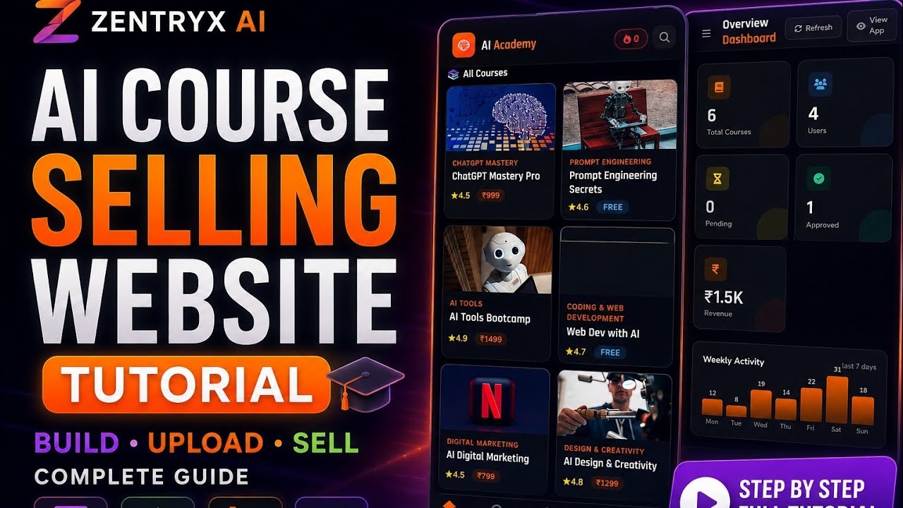 Create AI Course Selling Website Using HTML CSS JS | Full Tutorial || Zentryx Ai #aicodes