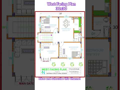 "30x30 West Facing House Plan as per Vastu – Modern Design Ideas !" #shorts