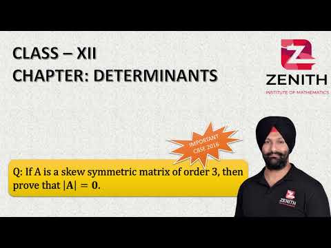 If A is a skew symmetric matrix of order 3, then prove that |A|=0.