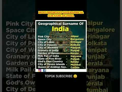 Most important Geographical sur name of India #gk #shorts