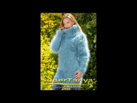 Teal green handmade mohair sweater dress by SuperTanya
