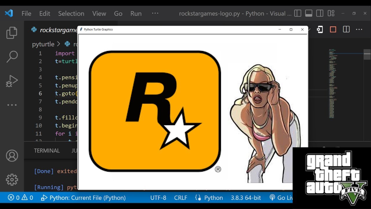 Rockstar Games Logo Drawing Using Python Turtle | Python For Beginners | GTA Game |@RockstarGames ​