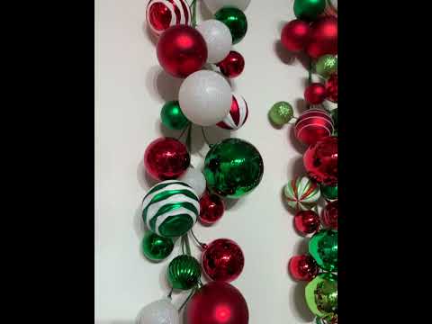 Raz 6' Red, Green, and White Ball Ornament Christmas Garland G4202286