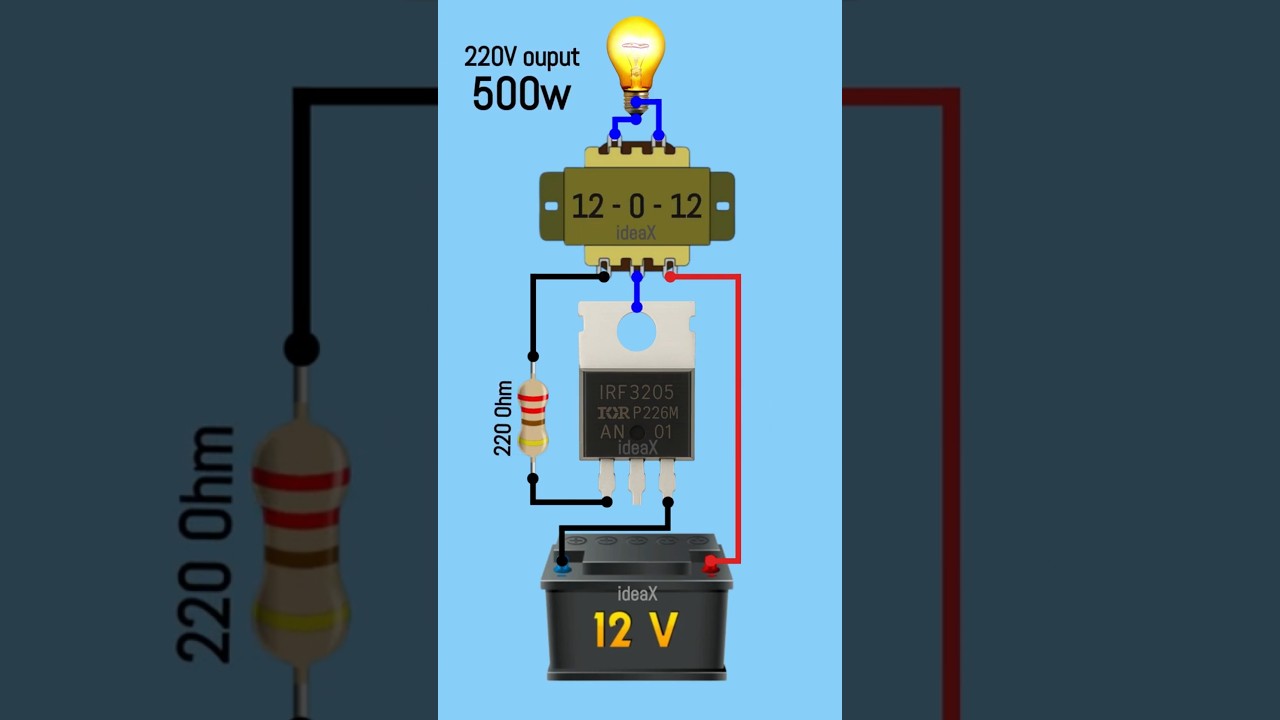 12V to 220V MOSFET Inverter Project for Beginners #electronic #electronics #diy #ideax