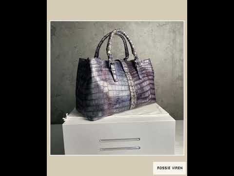 Unisex Vintage Genuine Crocodile Leather Travel Tote Bag