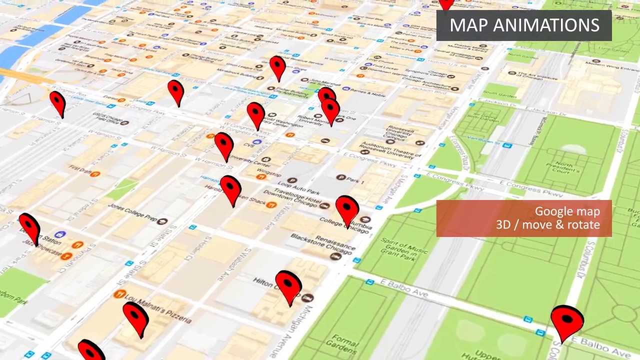 Map animation example: downtown Chicago
