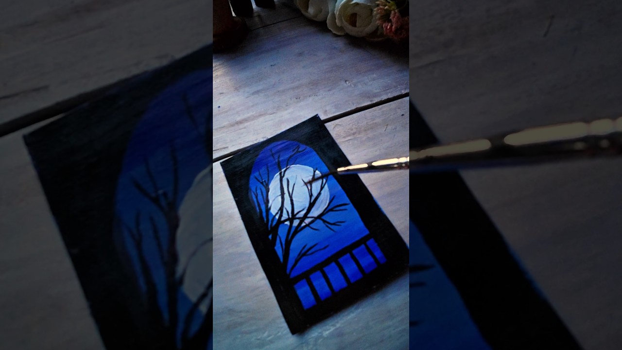 Easy way to paint a window//acrylic painting for beginners ✨ #foryou #love #art #song #painting