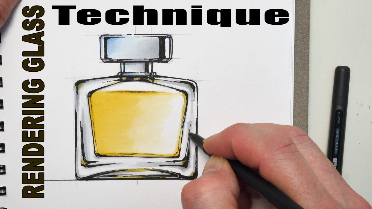 Drawing with markers Glass Rendering Technique Excellent tutorial!