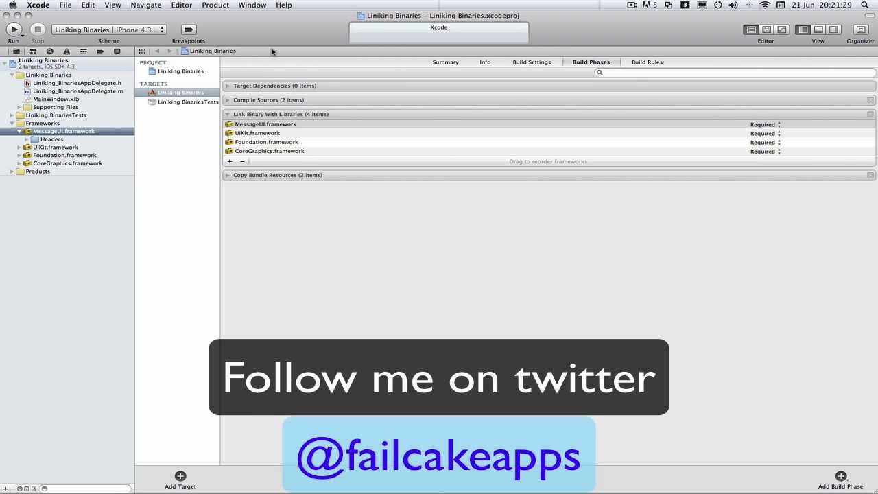 Xcode 4 - Linking Binaries/Adding Frameworks