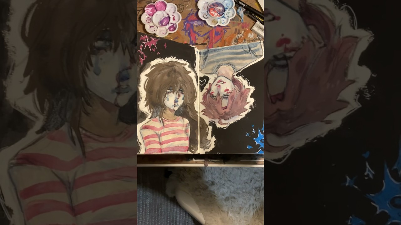 2 cute clowns #art #clown #oc #arttrend # #gouache #painting #tvgirl #oclore #chunky #sketchbook