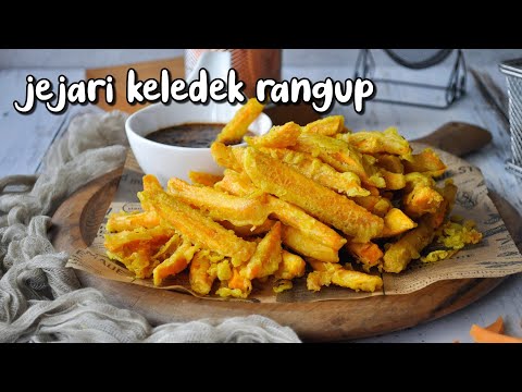 JEJARI KELEDEK OREN RANGUP / CRISPY SWEET POTATO FRIES - resepi sukatan cawan