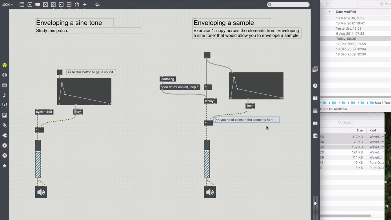 Max 7 Tutorials: 6.2 Basic Sampling—enveloping using [sfplay~]