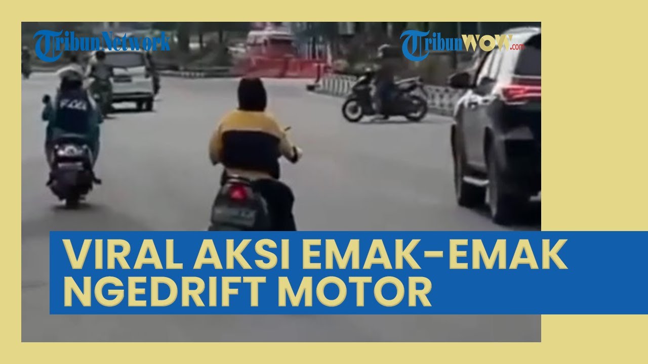 Viral Aksi Emak-emak Asyik Ngedrift Pakai Motor di Jalan Raya - Tribun Video