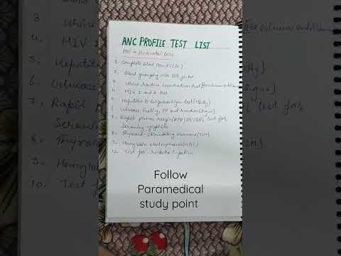 ANC PROFILE TEST LIST.ANC is antenatal care.
