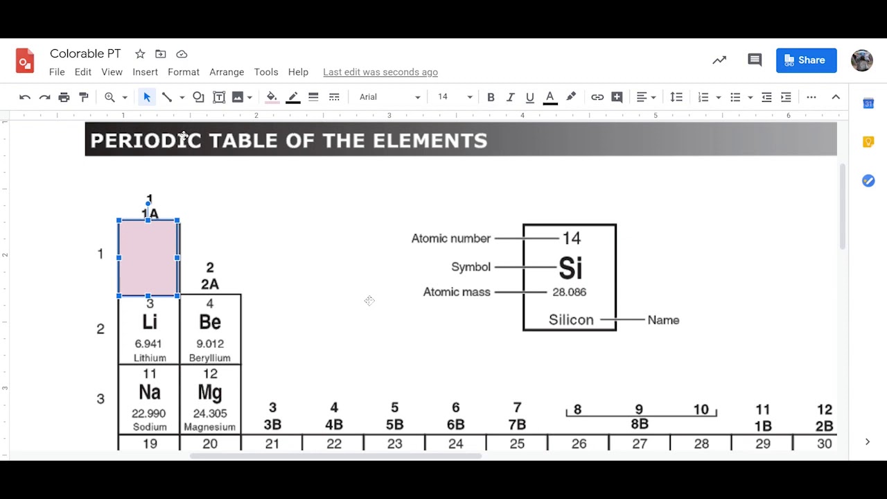 Periodic Table Coloring Tutorial for Google Drawings