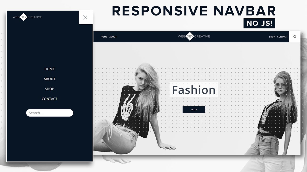 How To Create a Responsive Navbar Using HTML & CSS | NO JS