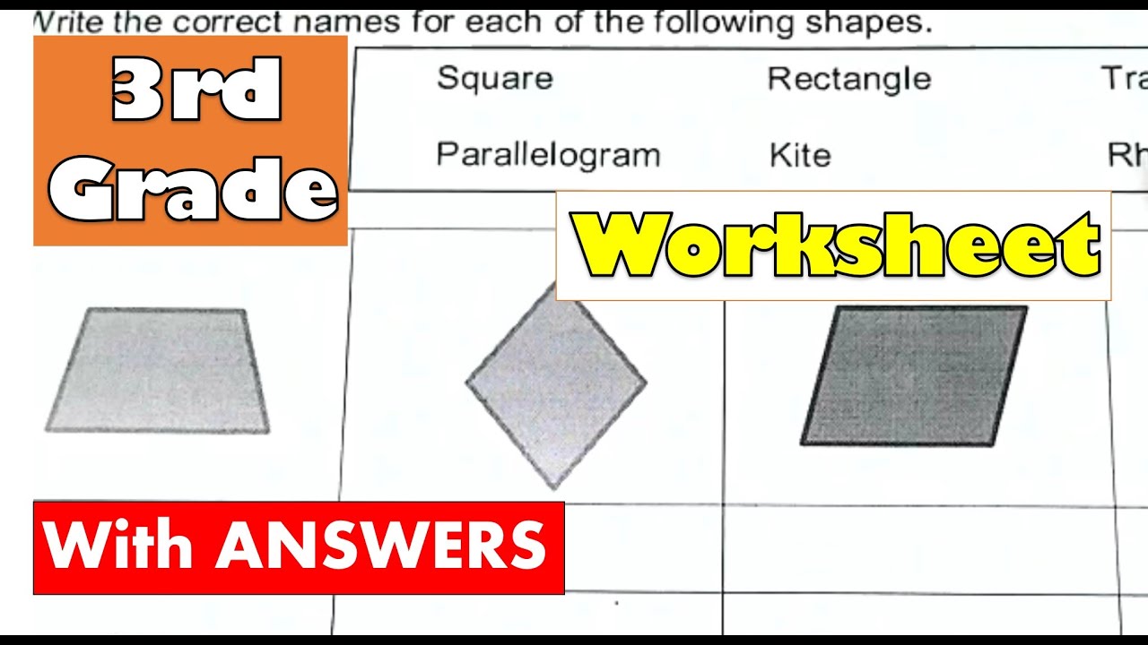 3rd Grade Math - Square Rhombus Trapezoid Parallelogram Worksheet With Answers | Quadrilaterals