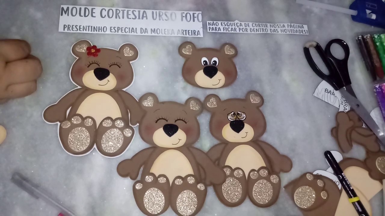 Ursinho Fofo de eva - Link do molde na descrição