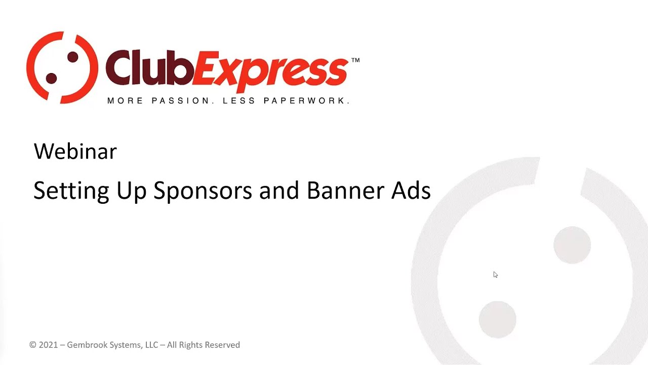 ClubExpress Webinar - Banner Advertising and Setting Up Sponsors