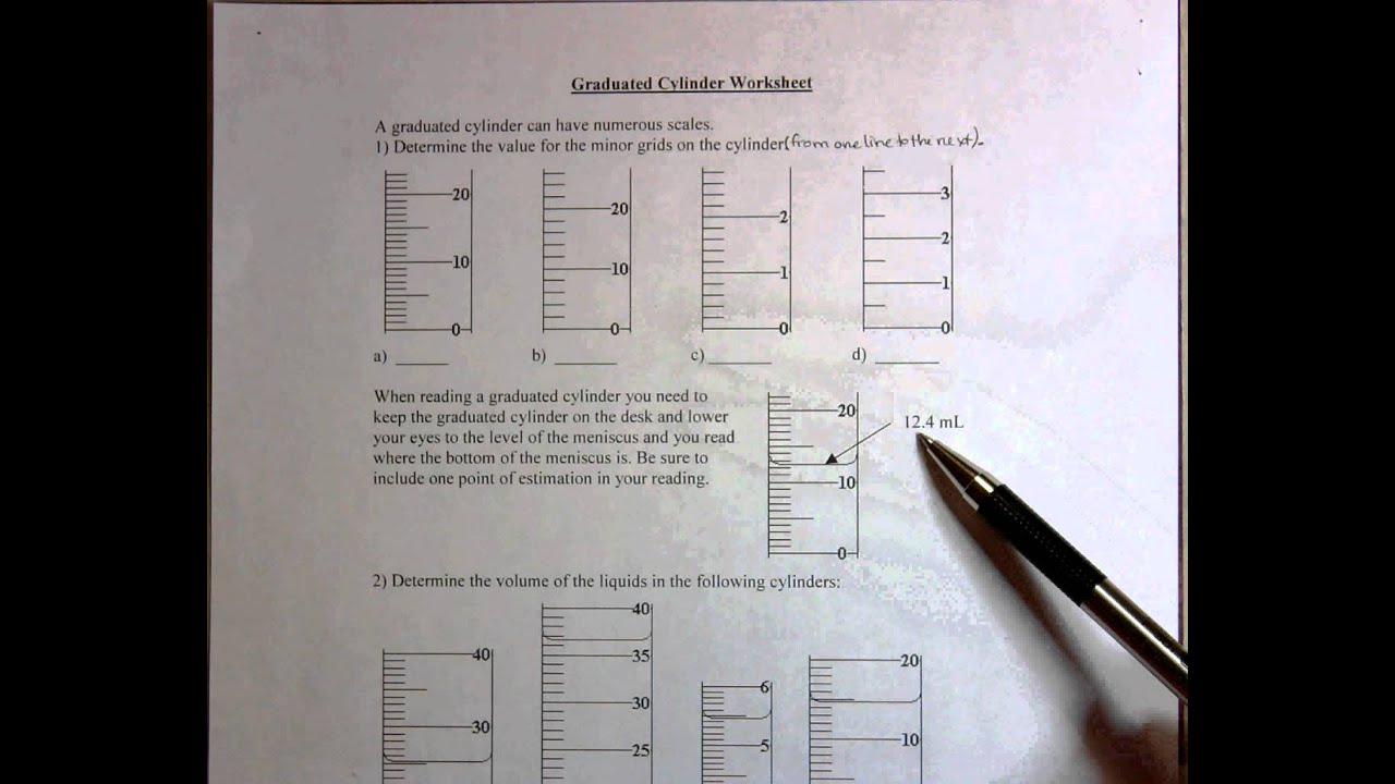 Graduated Cylinder Worksheet
