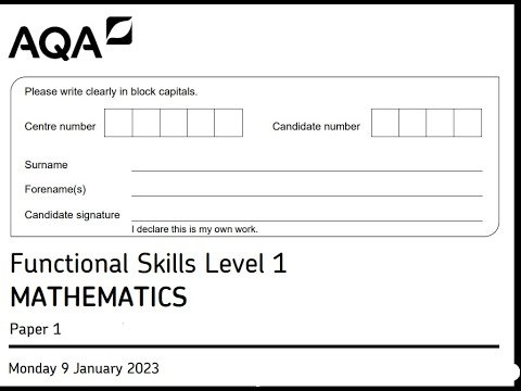 Functional Skills Maths L1 Jan2023 AQA