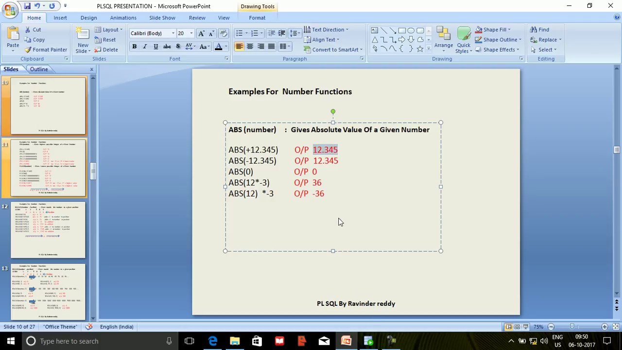 PLSQL Class5 NumberFunction ABS