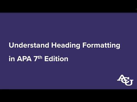 Headings and Paper Organization in APA Style | ACU Online Writing Center
