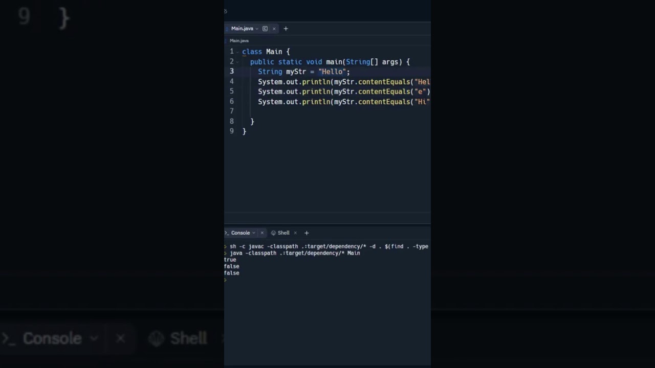 contentEquals() Java method #shorts