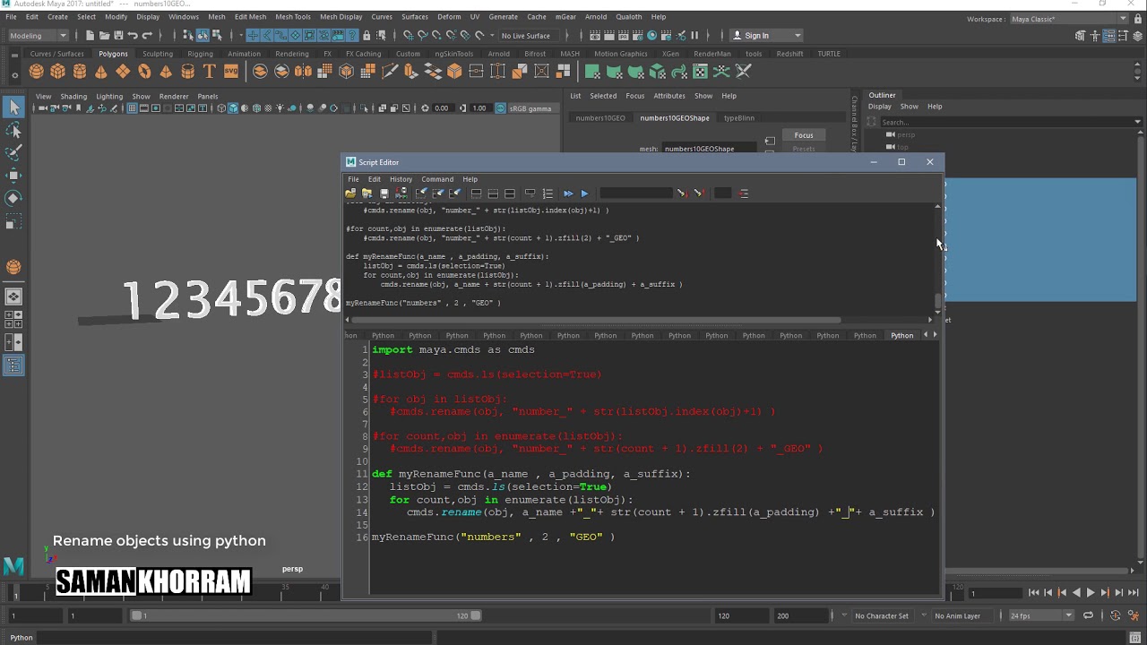 Python Maya, handy renaming script using python