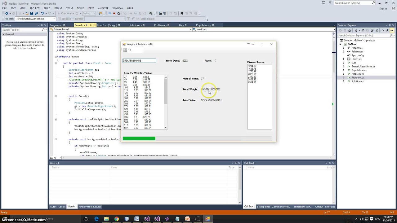 Artificial Intelligence Final Project - Genetic Algorithm for Knapsack problem