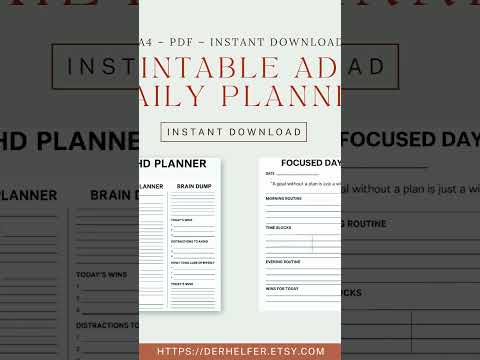 Stay Focused with This 2-Page Printable ADHD Daily Planner | A4 PDF #plannertips