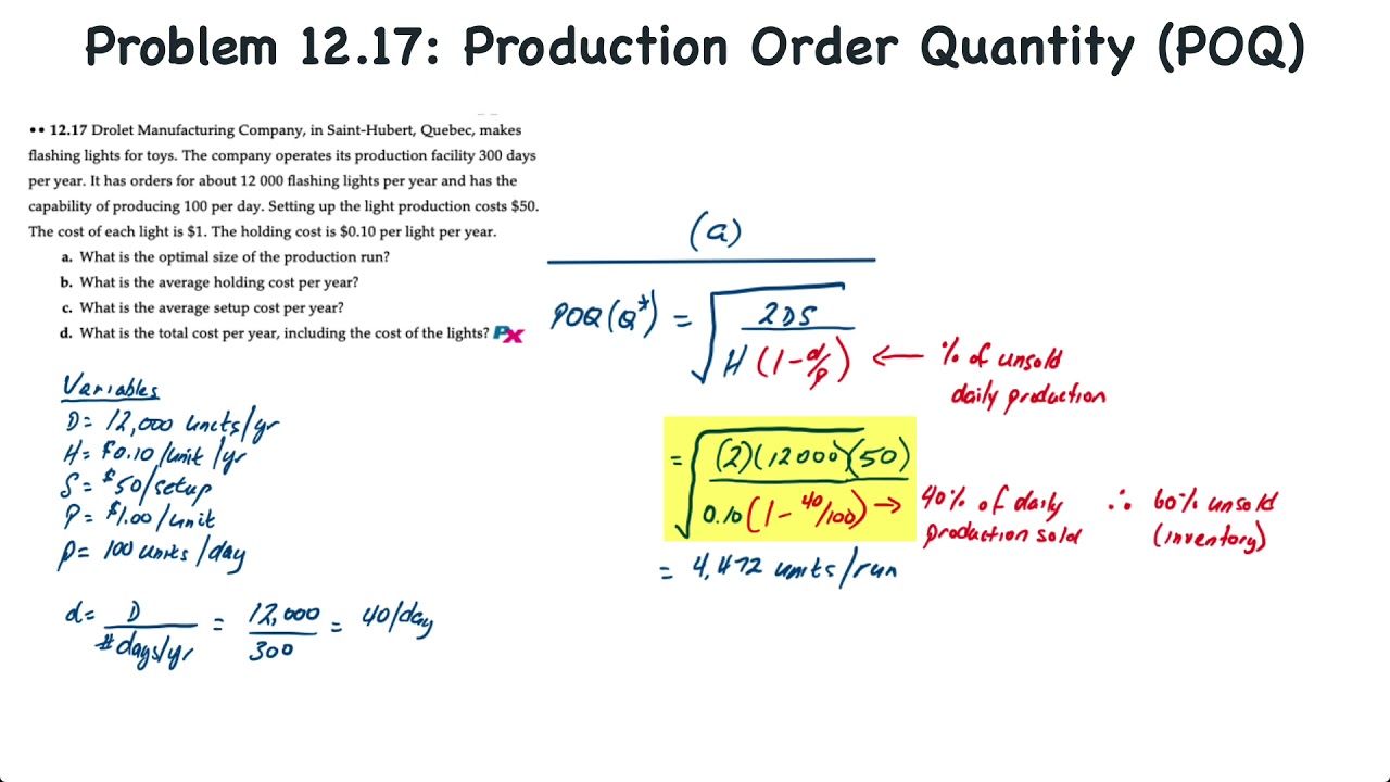 Inventory Management: Production Order Quantity (POQ)